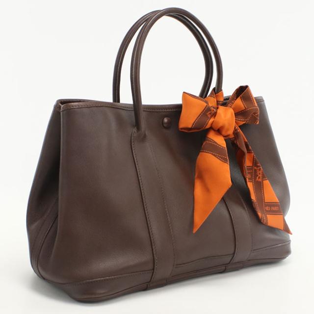 中古良品HERMES エルメス トートバッグ ガーデンツイリーTPM □I刻印 レディース ブラウン