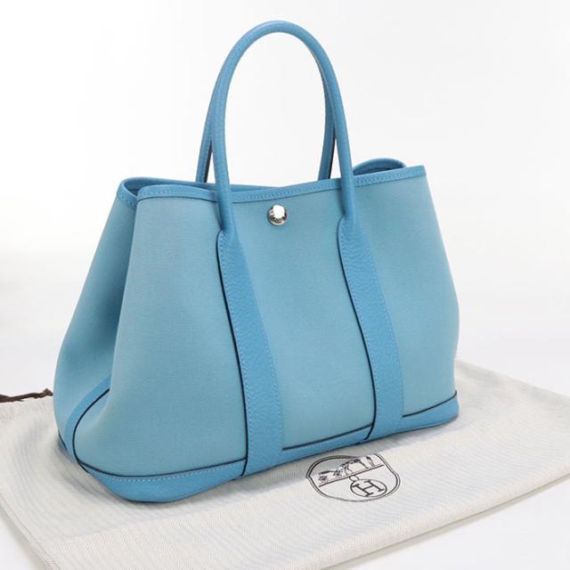 中古良品HERMES エルメス トートバッグ ガーデンパーティーTPM D刻印 レディース ブルー