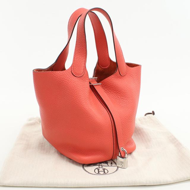 中古良品HERMES エルメス ハンドバッグ ピコタンロックPM Z刻印 レディース レッド