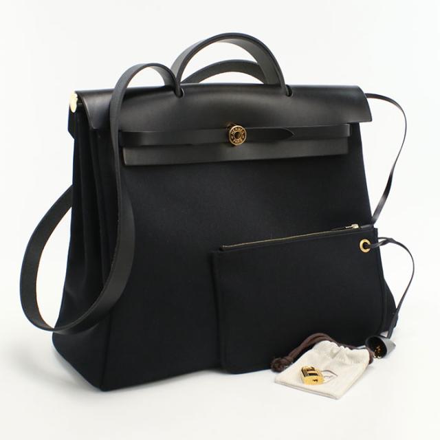 【中古・未使用】HERMES エルメス ハンドバッグ エールバッグジップMM B刻印 レディース ブラック