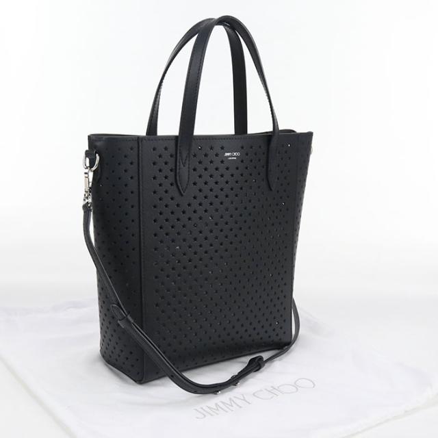 中古美品JIMMY CHOO ジミーチュウ トートバッグ パンチング2WAYトートバッグ ペガシ レディース ブラック