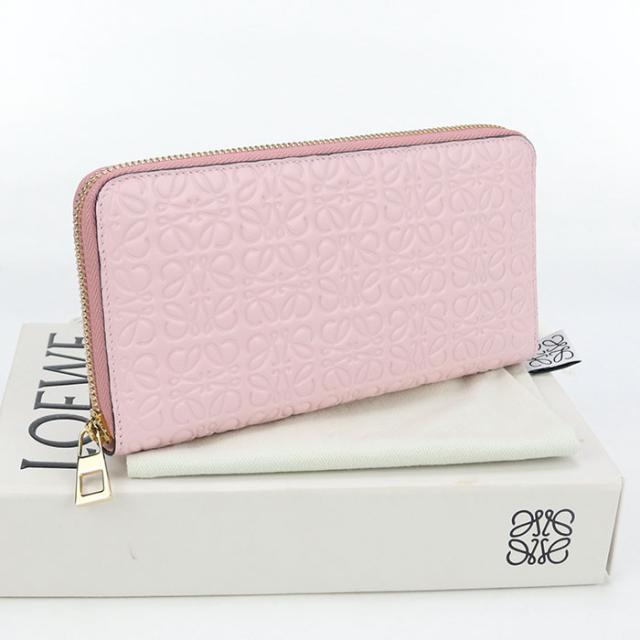 中古良品LOEWE ロエベ 長財布ラウンドファスナー C499T12X05 ジップアラウンドウォレット リピート レディース ピンク