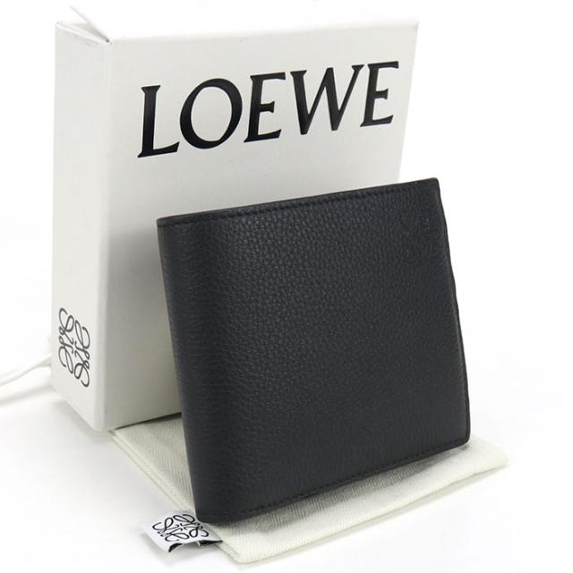 中古良品LOEWE ロエベ 二つ折り財布 C660501X03 バイフォールド ウォレット アナグラム メンズ ブラック