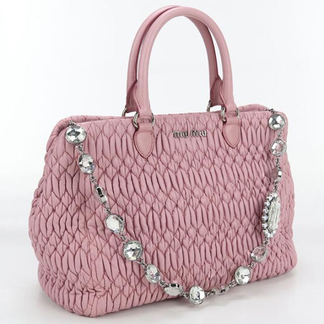 中古良品MIUMIU(OUTLET) ミュウミュウ アウトレット トートバッグ 5BA958 2WAY マテラッセ レディース ピンク