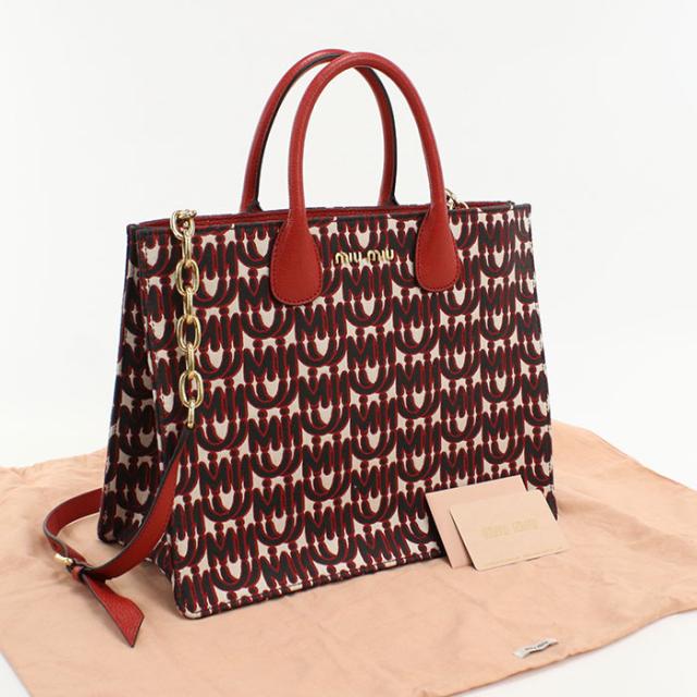 中古良品MIUMIU ミュウミュウ トートバッグ 5BG156 2CAG F068Z 2WAYトートバッグ レディース レッド