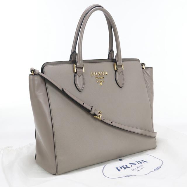 中古良品PRADA プラダ トートバッグ 2WAY レディース グレー
