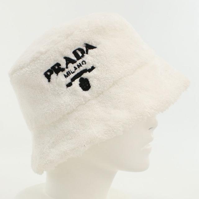 中古良品PRADA プラダ ハット 1HC137 2DX0 バケットハット テリークロス レディース ホワイト