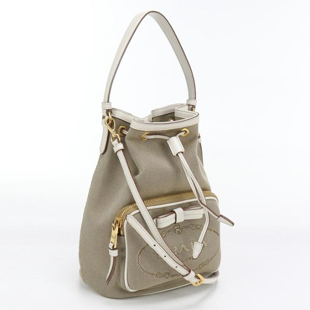 中古良品PRADA プラダ ハンドバッグ 1BH097 バケットバッグ レディース ベージュ