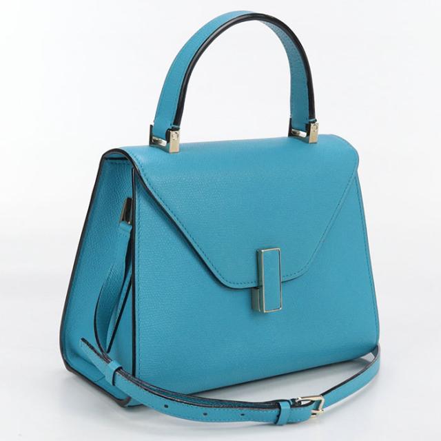 中古良品Valextra ヴァレクストラ ハンドバッグ 2WAY ミニ イジィデ レディース ブルー