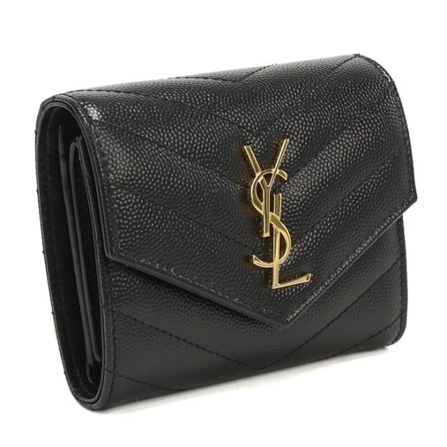 SAINT LAURENT サンローラン 三つ折り財布 小銭入付き 692061 BOW01 1000 レディース ブラック