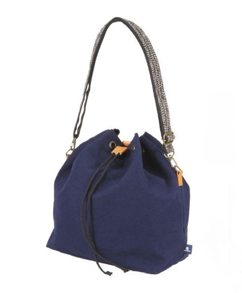 スズキ純正　鈴木式織機製 巾着ショルダーバッグ 紺色　SUZUKIコレクション