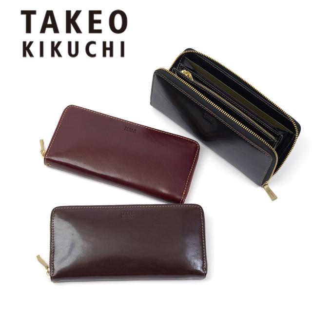 タケオキクチ 長財布 TAKEO KIKUCHI 財布 本革 ラウンドファスナー 小銭入れ エリア レザー メンズ レディース 大容量 ファスナー ロングウォレット ブランド 長サイフ 人気 薄い 266617