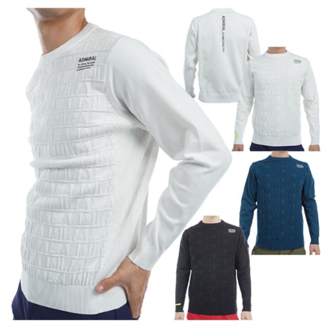 アドミラルゴルフ セーター メンズ 長袖 クルーネック 静電気軽減 軽量 速乾性 ゴルフウェア ブランド ロゴ 無地 秋 冬 ADMA460 Admiral golf
