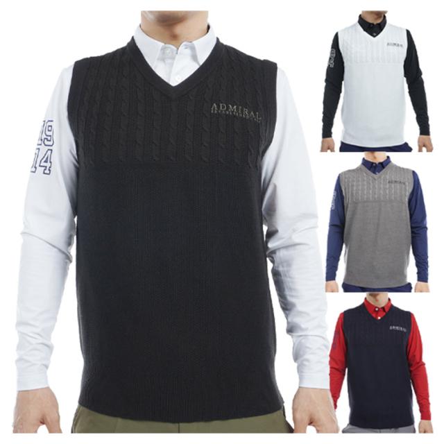 アドミラルゴルフ ベスト メンズ Vネック 静電気軽減 遠赤外線保温