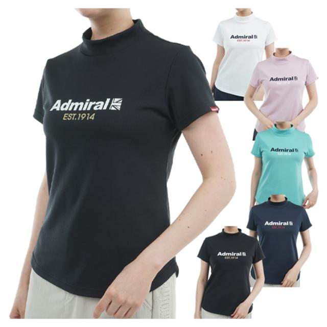 アドミラルゴルフ シャツ モックシャツ レディース 半袖 モックネック 吸水速乾 UVカット ゴルフウェア ブランド ロゴ 無地 春 夏 ADLA518 Admiral golf