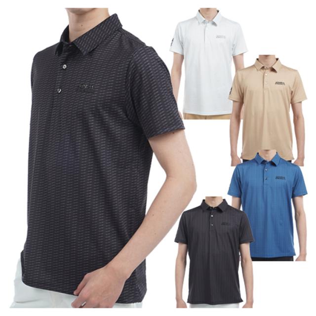 アドミラルゴルフ シャツ ポロシャツ メンズ 半袖 吸水速乾 UVカット ストレッチ ゴルフウェア ブランド ロゴ 総柄 小紋柄 春 夏 秋 ADMA515 Admiral golf