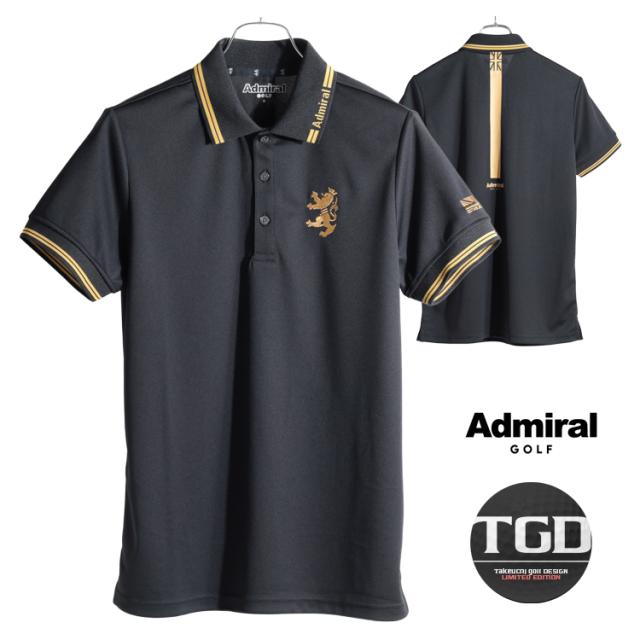 アドミラルゴルフ シャツ ポロシャツ メンズ 別注 限定 半袖 吸水速乾 ストレッチ シンプル バックライン ライン ゴルフウェア ブランド ロゴ 無地 春 夏 秋 ADMAT01 Admiral golf