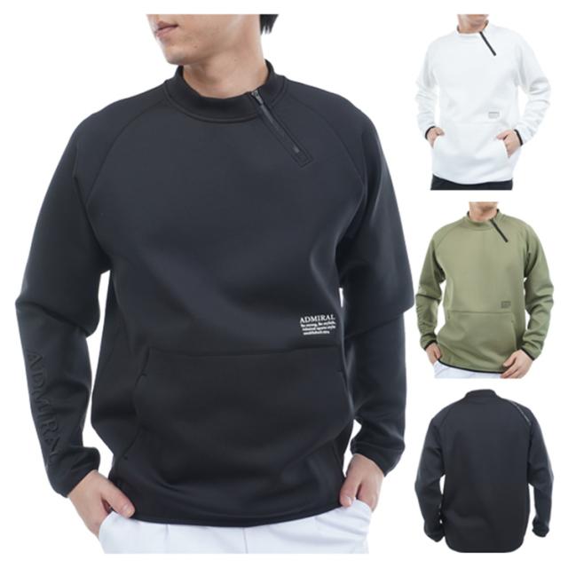 アドミラルゴルフ スウェット トレーナー メンズ 長袖 ハーフジップ モックネック 吸水速乾 ストレッチ ゴルフウェア ブランド ロゴ 無地 ADMA554 Admiral golf