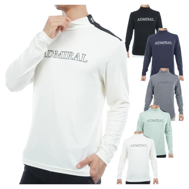 アドミラルゴルフ シャツ ハイネックシャツ メンズ 長袖 ハイネック スエード起毛 ストレッチ 吸湿発熱 ゴルフウェア ブランド ロゴ 無地 ADMA575 Admiral golf