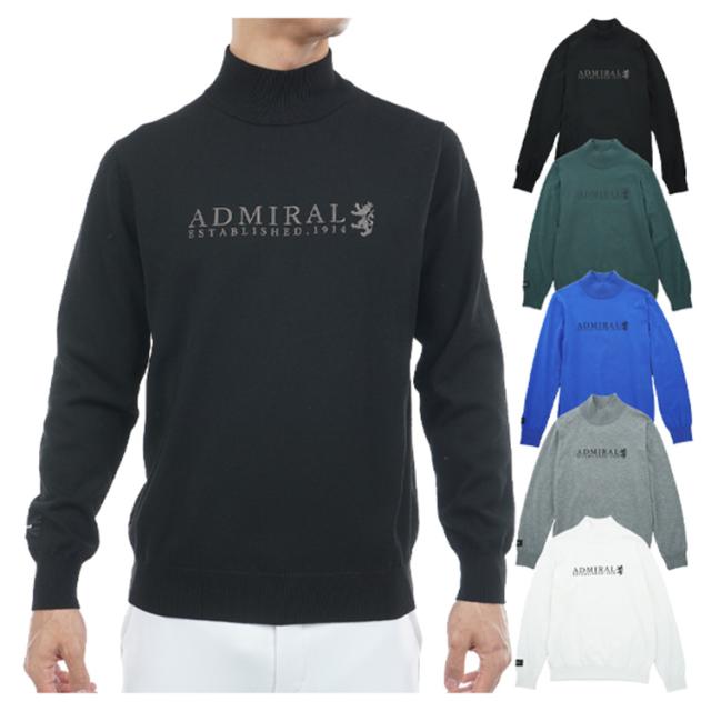 アドミラルゴルフ セーター メンズ 長袖 ハイネック 静電気軽減 蓄熱保温 ホカタッチ ゴルフウェア ブランド ロゴ 総柄 秋 冬 ADMA588 Admiral golf