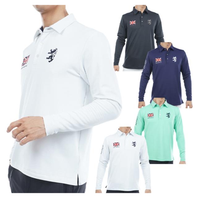 アドミラルゴルフ シャツ ポロシャツ メンズ 長袖 速ポカ ストレッチ 吸湿発熱 裏起毛 ゴルフウェア ブランド ロゴ 無地 春 秋 冬 ADMA590 Admiral golf