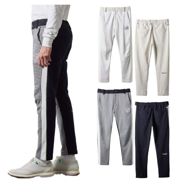 バンデル ゴルフ パンツ メンズ テーパードパンツ ニット 10分丈 長ズボン ストレッチ ゴルフウェア ブランド 千鳥格子柄 ロゴ BGS-4AHBTP BANDEL GOLF