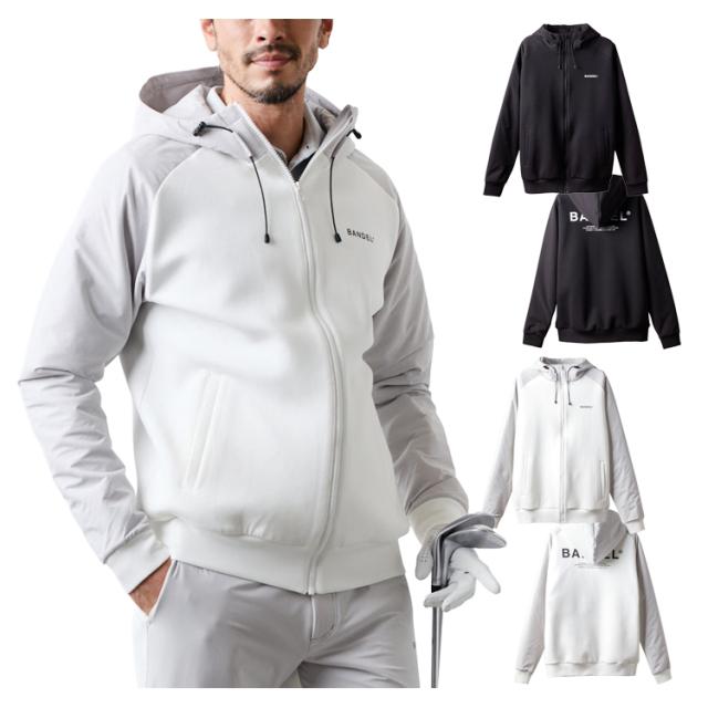 バンデル ゴルフ パーカー メンズ 長袖 フルジップ フード フーディー ストレッチ 撥水 軽量 保温性 ゴルフウェア ブランド 無地 ロゴ BGS-5ASRZH BANDEL GOLF
