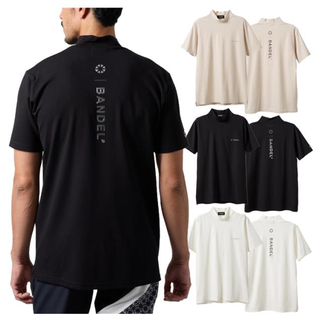バンデル  ゴルフ モックシャツ メンズ 半袖 シャツ ハイネック モックネック バックロゴ ストレッチ 吸水速乾 防透 接触冷感 無地 ゴルフウェア ブランド シンプル ロゴ BANDEL GOLF BGS-5SBCMC