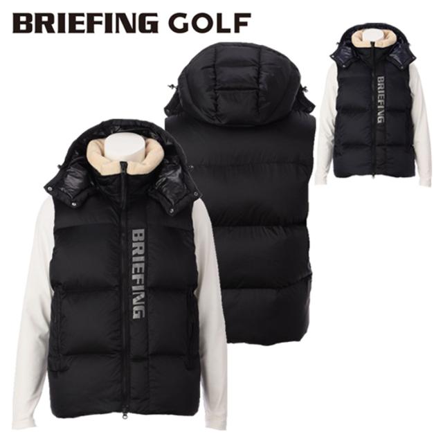 ブリーフィング ゴルフ ダウンベスト メンズ ダウン ベスト フード リモンタ フルジップ 中綿 裏ボア 保温 ゴルフウェア ブランド 無地 ロゴ BRIEFING GOLF BRG243MB9