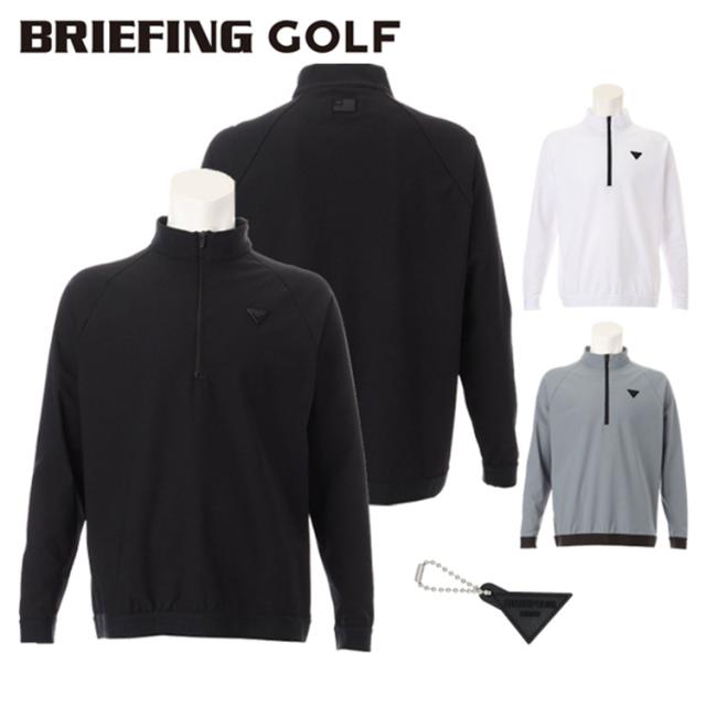 ブリーフィング ゴルフ モックシャツ メンズ 長袖 シャツ ハイネック ハーフジップ 裾リブ メッシュ ストレッチ UVカット 吸汗速乾 ラグランスリーブ リラックスフィット ゴルフウェア ブランド ロゴ BRIEFING GOLF BRG253M14