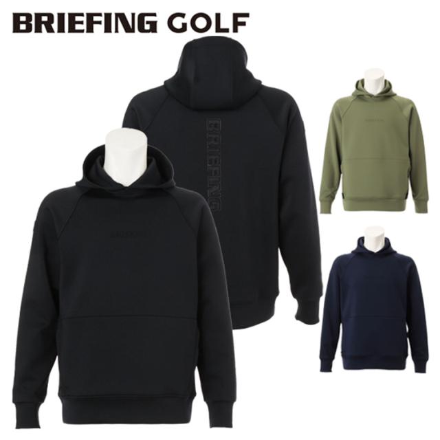 ブリーフィング ゴルフ パーカー メンズ プルオーバー フーディー バックロゴ フード 長袖 ストレッチ ラグランスリーブ ゴルフウェア ブランド 無地 ロゴ BRIEFING BRG253M27