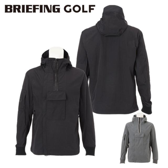 ブリーフィング ゴルフ ブルゾン メンズ 長袖 フード ハーフジップ リモンタナイロン アノラックパーカー 軽量 ウォッシャブル 撥水 ゴルフウェア ブランド 無地 ロゴ BRIEFING GOLF BRG253M72