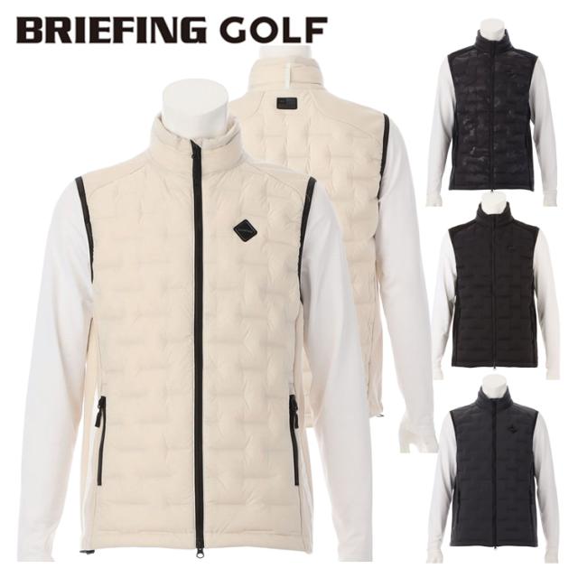 ブリーフィング ゴルフ ダウンベスト メンズ フルジップ 中綿 ダウン ベスト フリース 保温 軽量 ストレッチ 撥水 ロゴテープ スタンドネック ゴルフウェア ブランド 無地 ロゴ BRIEFING GOLF BRG253M56
