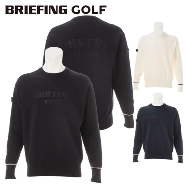 ブリーフィング ゴルフ ニット メンズ セーター 長袖 バックロゴ クルーネック ゴルフウェア ブランド 無地 ロゴ BRIEFING GOLF BRG251M16