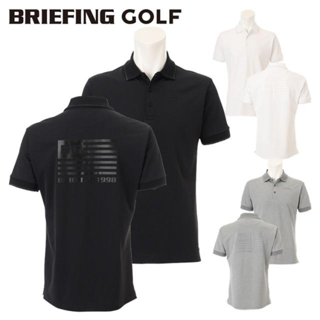 ブリーフィング ゴルフ ポロシャツ メンズ 半袖 シャツ ストレッチ UVカット 透け防止 接触冷感 星条旗モチーフ バックロゴ ゴルフウェア ブランド シンプル 無地 ロゴ BRIEFING GOLF BRG253M05