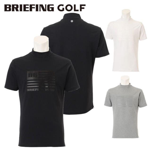 ブリーフィング ゴルフ モックシャツ メンズ 半袖 シャツ ハイネック モックネック ストレッチ UVカット 透け防止 接触冷感 星条旗モチーフ ゴルフウェア ブランド ロゴ BRIEFING GOLF BRG253M06