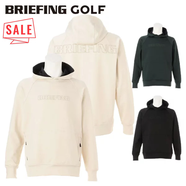 ブリーフィング ゴルフ パーカー メンズ プルオーバー フーディー バックロゴ フード 長袖 ストレッチ ラグランスリーブ リラックスフィット ゴルフウェア ブランド 無地 ロゴ BRIEFING BRG251M25