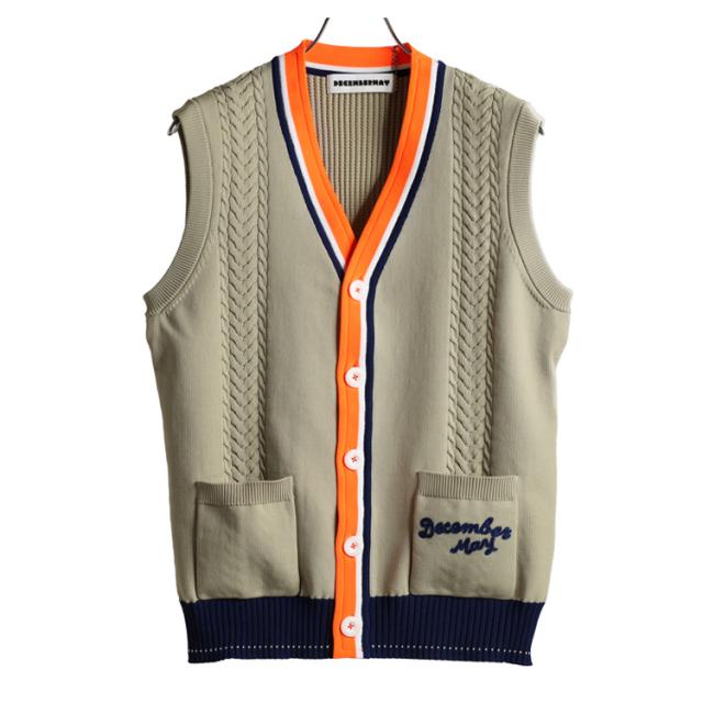 ディセンバーメイ ゴルフ ベスト メンズ  Vネック ニットベスト ニット  前開き 速乾 吸湿発熱 軽量 秋 冬 ブランド 1-312-1006 DECEMBERMAY