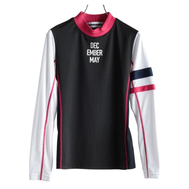 ディセンバーメイ ゴルフ モックシャツ レディース 長袖 ハイネック モックネック シャツ 吸水速乾 ストレッチ 無地 バイカラー ゴルフウェア ブランド ロゴ DECEMBERMAY 2-412-0514