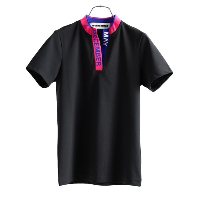 ディセンバーメイ ゴルフ ポロシャツ レディース 半袖 スキッパーポロ 襟なし 吸水速乾 ストレッチ UVカット シャツ 無地 鹿の子 ゴルフウェア ブランド DECEMBERMAY 2-405-0144