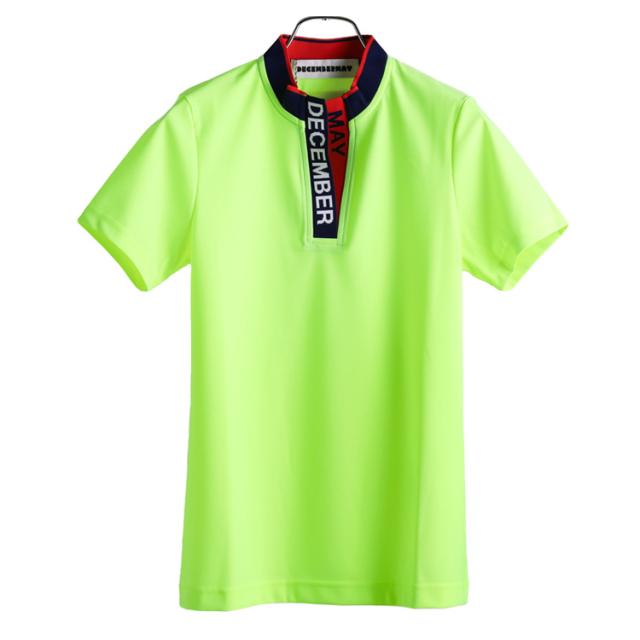 ディセンバーメイ ゴルフ ポロシャツ レディース 半袖 スキッパーポロ 襟なし 吸水速乾 ストレッチ UVカット シャツ 無地 鹿の子 ゴルフウェア ブランド DECEMBERMAY 2-405-0144