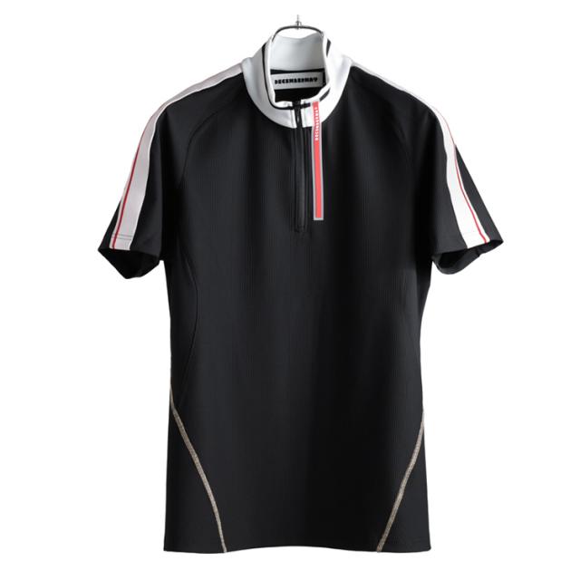 ディセンバーメイ ゴルフ モックシャツ メンズ 半袖 ハーフジップ ハイネック 接触冷感 遮熱 UVカット ストレッチ モックネック シャツ 無地 ゴルフウェア ブランド DECEMBERMAY 1-405-0147