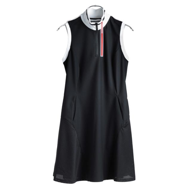 ディセンバーメイ ゴルフ ワンピース レディース ノースリーブ ハイネック ハーフジップ 接触冷感 UVカット 遮熱 ストレッチ モックネック シャツ 無地 ゴルフウェア ブランド DECEMBERMAY 2-405-3002