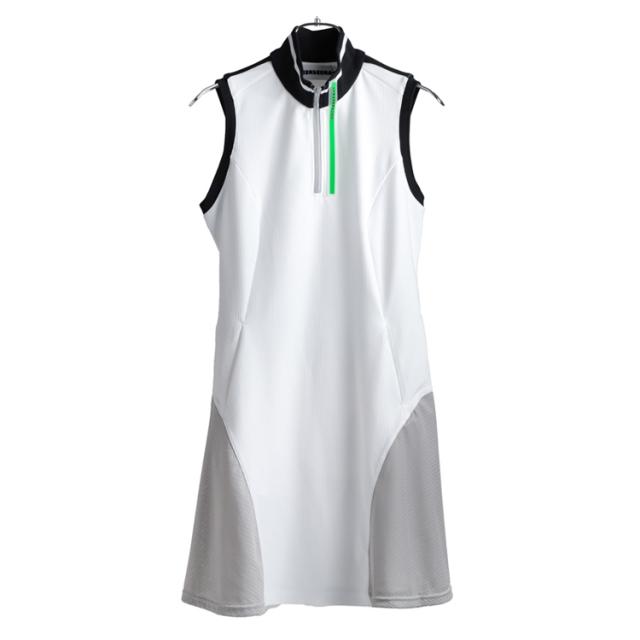 ディセンバーメイ ゴルフ ワンピース レディース ノースリーブ ハイネック ハーフジップ 接触冷感 UVカット 遮熱 ストレッチ モックネック シャツ 無地 ゴルフウェア ブランド DECEMBERMAY 2-405-3002