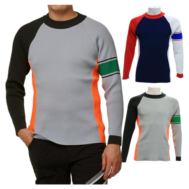 ディセンバーメイ ゴルフ ニット メンズ 長袖 ハイネック モックネック セーター 温かい 軽量 ストレッチ 細見え 無地 春 秋冬 ゴルフウェア ブランド ロゴ DECEMBERMAY 1-205-1017