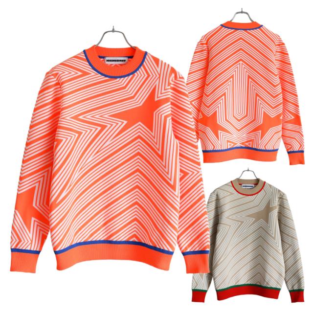 ディセンバーメイ ゴルフ ニット メンズ 長袖 セーター 保温 温かい 軽量 ストレッチ ミドル丈 モックネック 総柄 星柄 春 秋冬 ゴルフウェア ブランド ロゴ DECEMBERMAY 1-212-1030