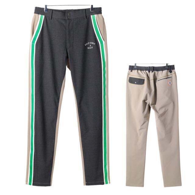 ディセンバーメイ ゴルフ パンツ メンズ テーパードパンツ ストレッチ 裏起毛 吸湿発熱 保温 撥水 防風 暖かい 蒸れにくい バイカラー 10分丈 長ズボン ボトムス グレンチェック サイドライン ゴルフウェア ブランド 1-512-2055 DECEMBERMAY