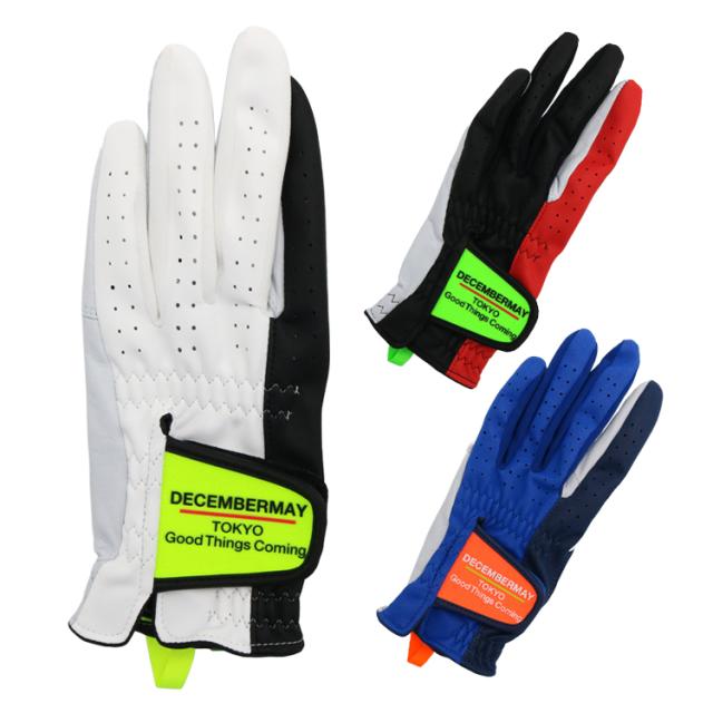 ディセンバーメイ ゴルフ グローブ メンズ レディース 片手用 左手用 本革 レザー グローブ 88project コラボ バイカラー ゴルフグローブ ゴルフウェア ブランド ロゴ DECEMBERMAY 3-999-6000