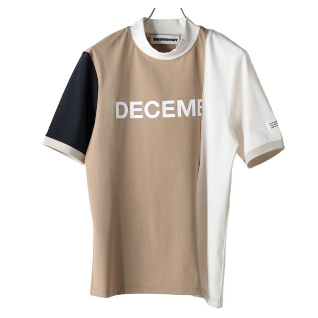 ディセンバーメイ ゴルフ モックシャツ メンズ 半袖 ハイネック モックネック ストレッチ 吸汗速乾 UVカット 接触冷感 軽量 無地 シンプル ビッグロゴ バイカラー ゴルフウェア ブランド ロゴ 1-505-0152 DECEMBERMAY