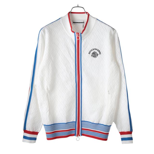 ディセンバーメイ ゴルフ ブルゾン メンズ 長袖 ニットブルゾン トップス フルジップ ライン サイドライン 袖ライン 軽量 ダイア柄 ニット アウター ブランド DECEMBERMAY 1-505-1007